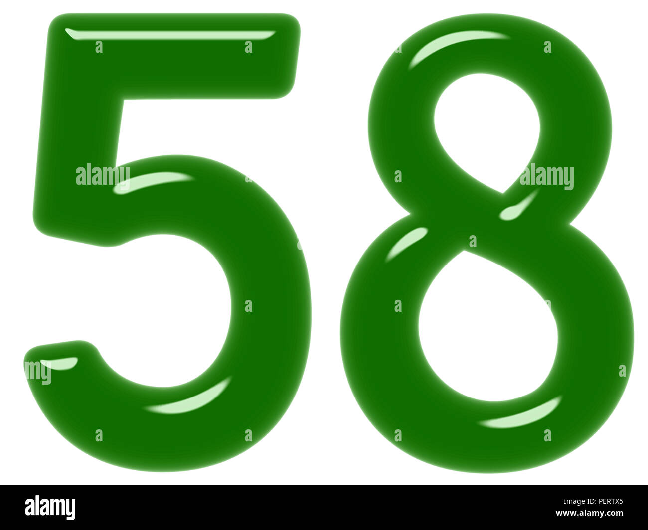 Numeral 58, fifty eight, isolated on white background, 3d render Stock ...