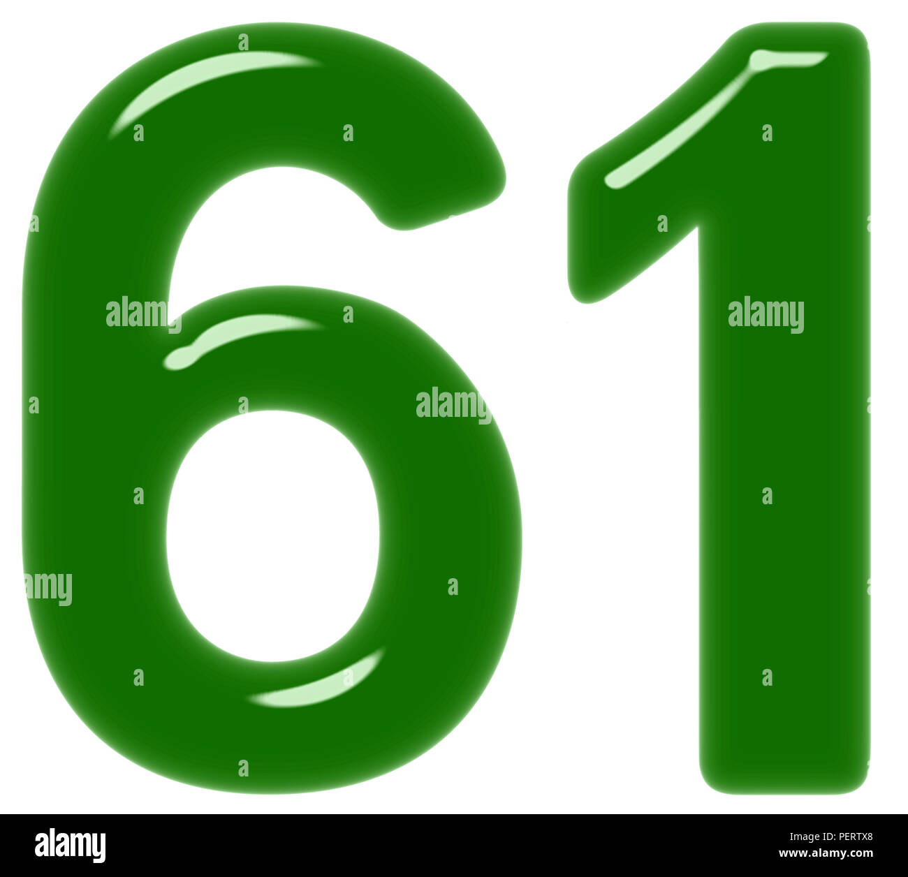 Numeral 61, sixty one, isolated on white background, 3d render Stock ...