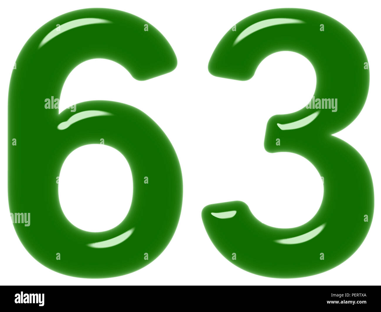 Numeral 63, sixty three, isolated on white background, 3d render Stock ...