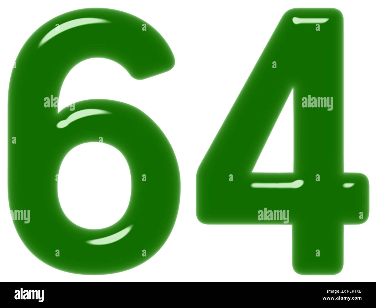 Numeral 64, sixty four, isolated on white background, 3d render Stock ...
