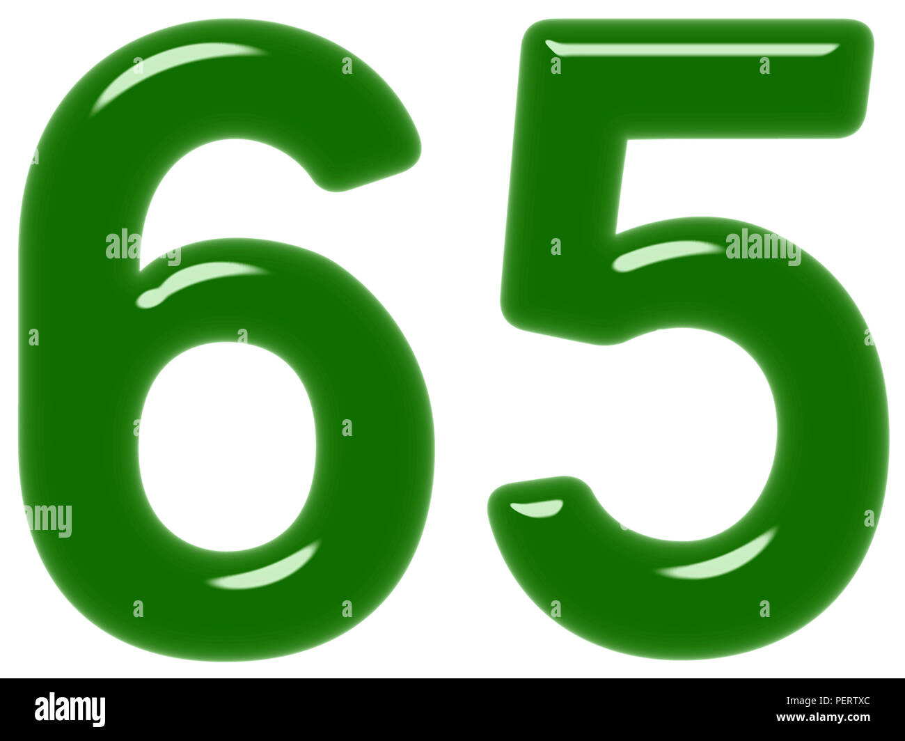 Numeral 65, sixty five, isolated on white background, 3d render Stock ...