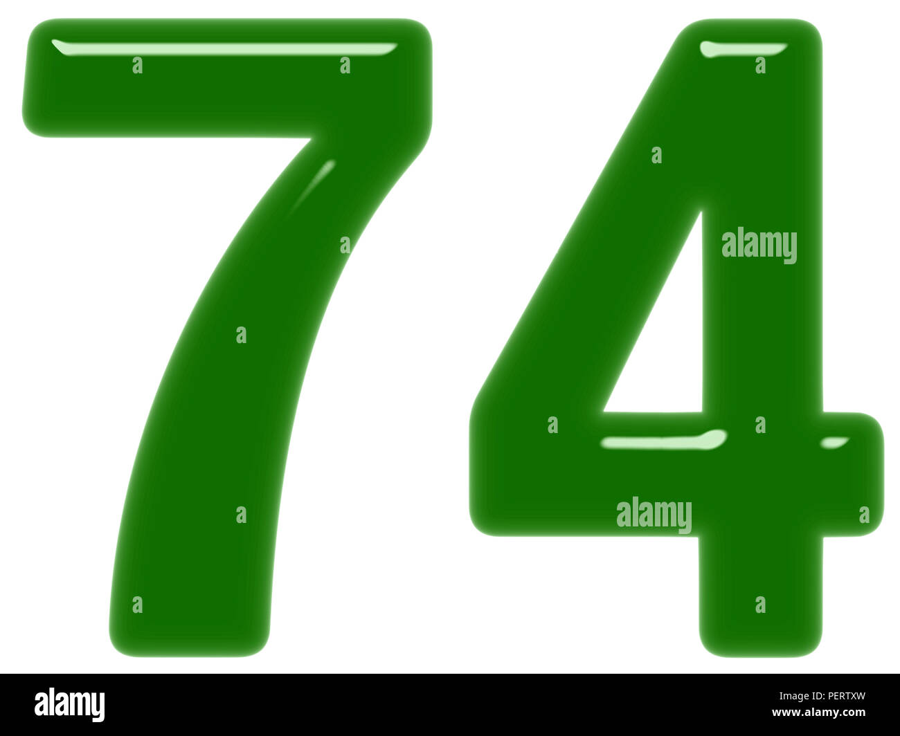 Numeral 74, seventy four, isolated on white background, 3d render Stock ...