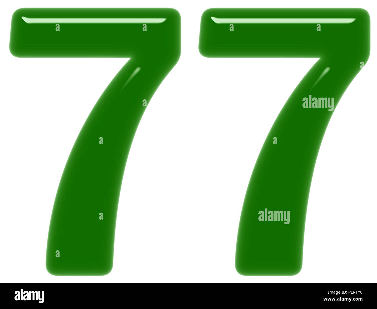 Numeral 77, seventy seven, isolated on white background, 3d render ...