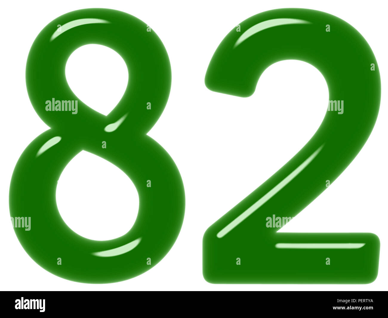 Numeral 82, eighty two, isolated on white background, 3d render Stock ...