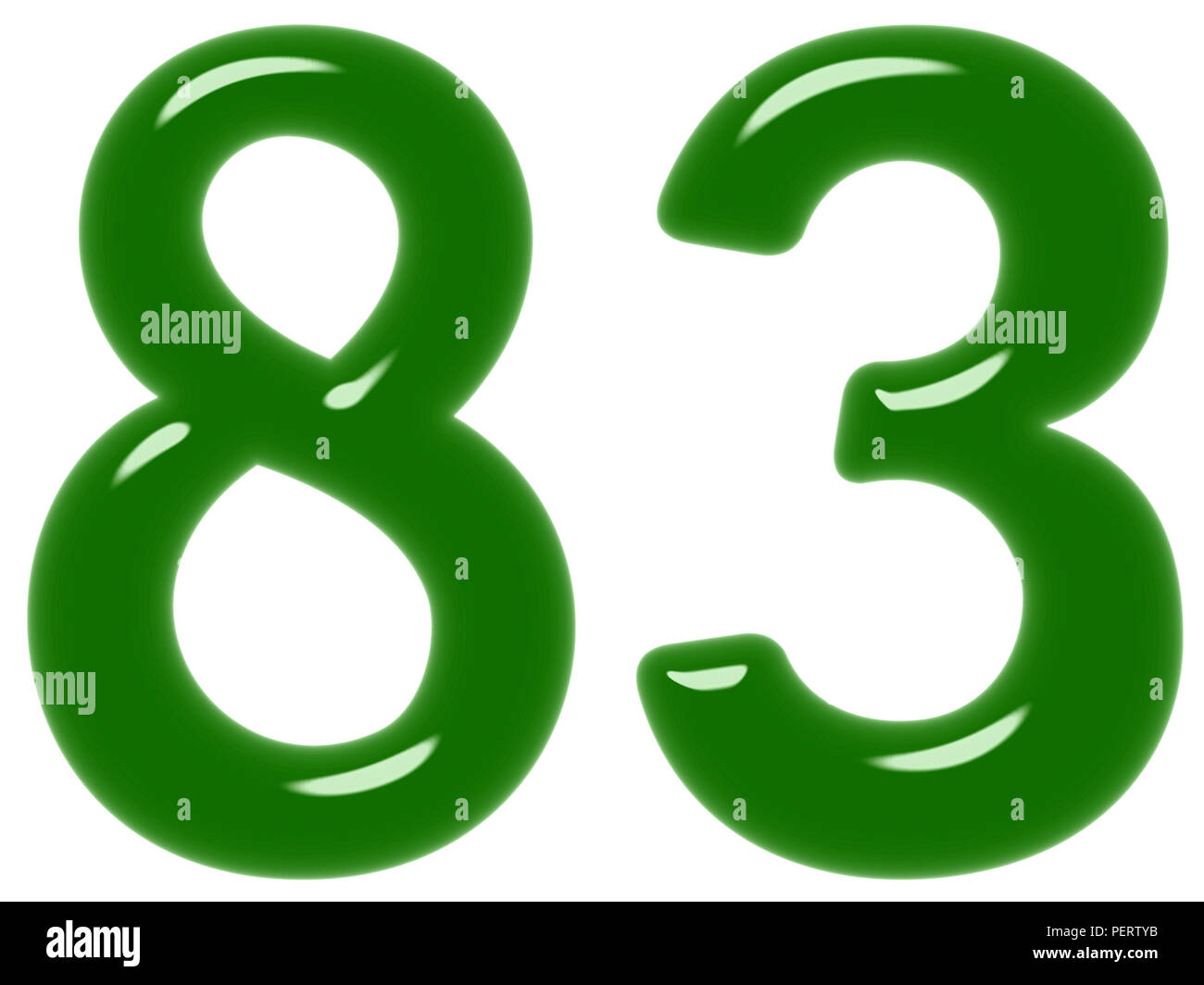 Numeral 83, eighty three, isolated on white background, 3d render Stock ...