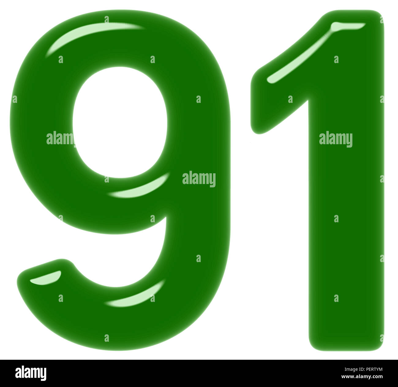 Numeral 91, ninety one, isolated on white background, 3d render Stock Photo - Alamy