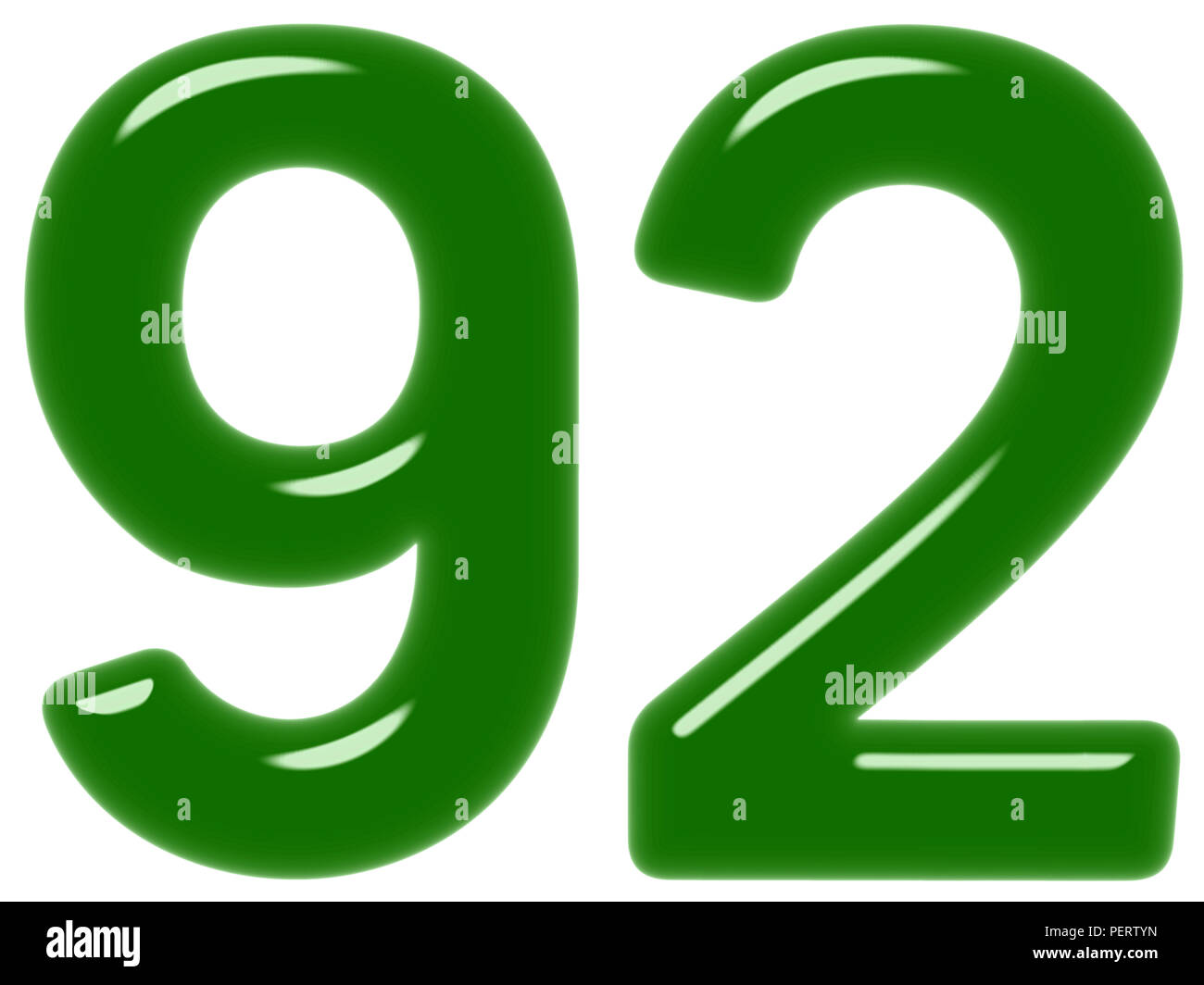 Numeral 92, ninety two, isolated on white background, 3d render Stock ...