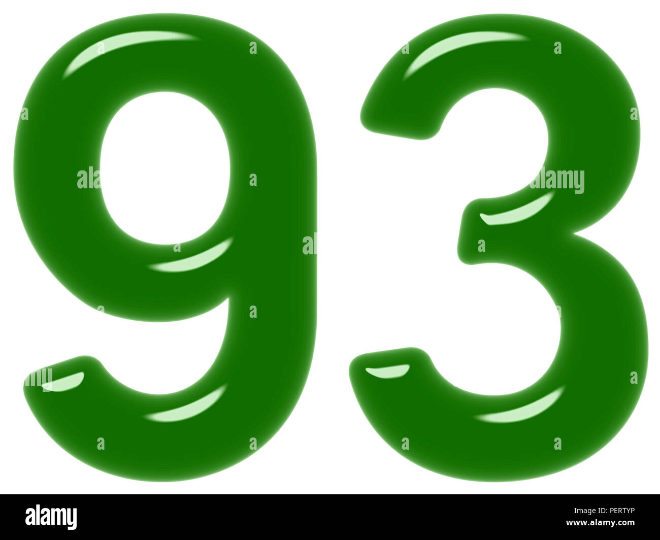 Numeral 93, ninety three, isolated on white background, 3d render Stock ...
