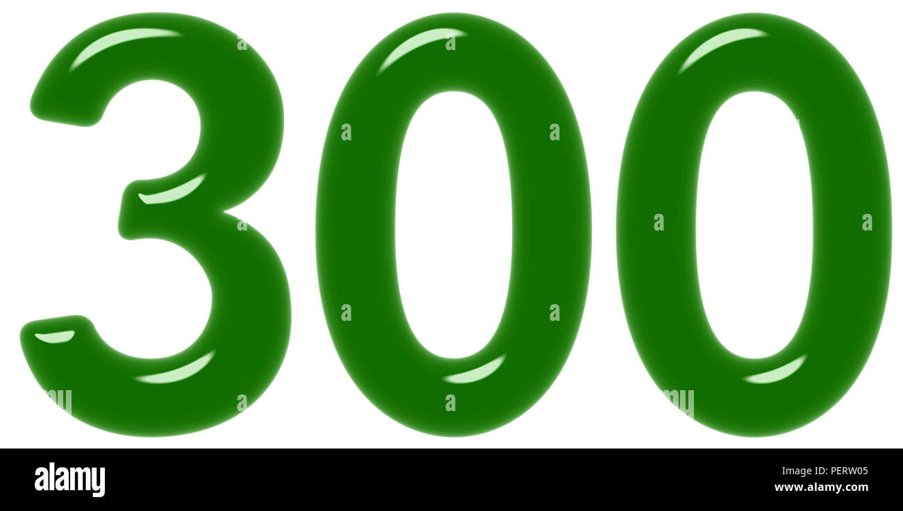 Numeral 300, three hundred, isolated on white background, 3d render ...