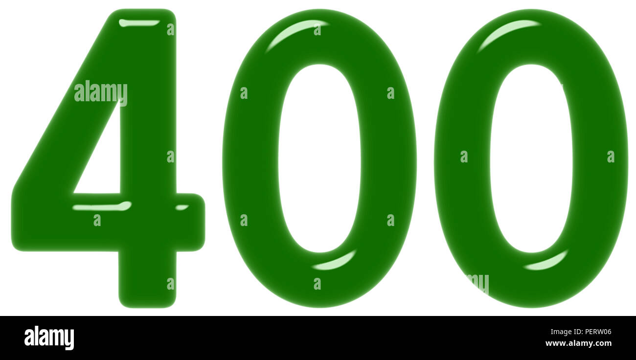 Numeral 400, four hundred, isolated on white background, 3d render ...