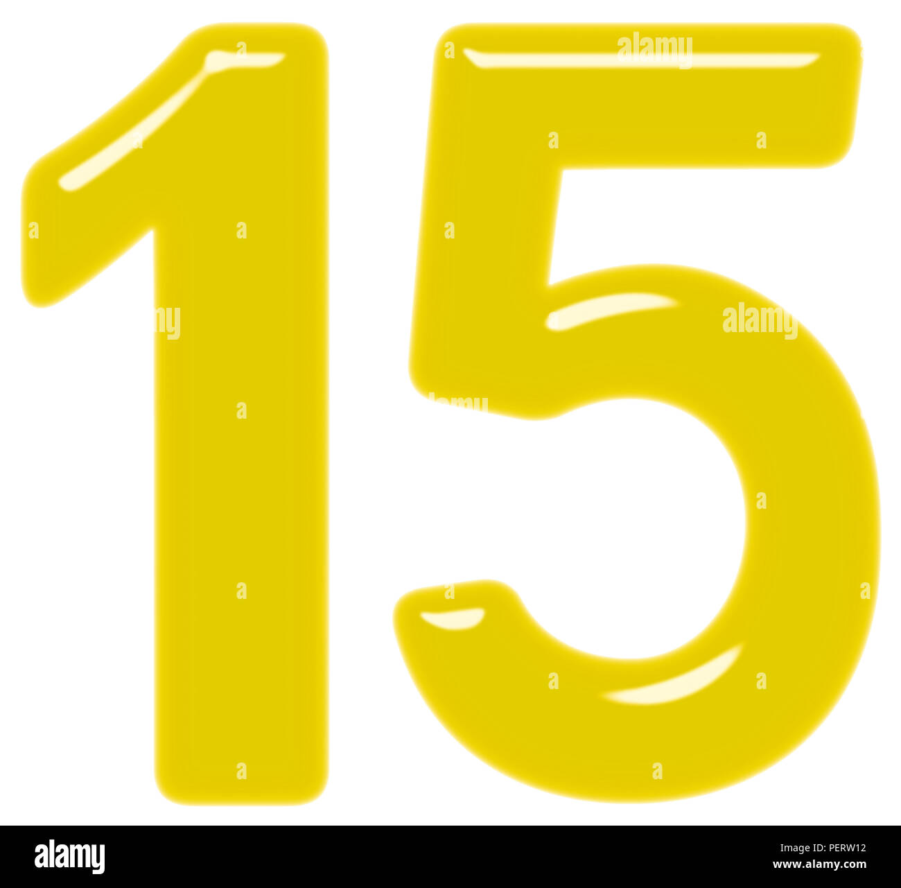 Numeral 15, fifteen, isolated on white background, 3d render Stock ...