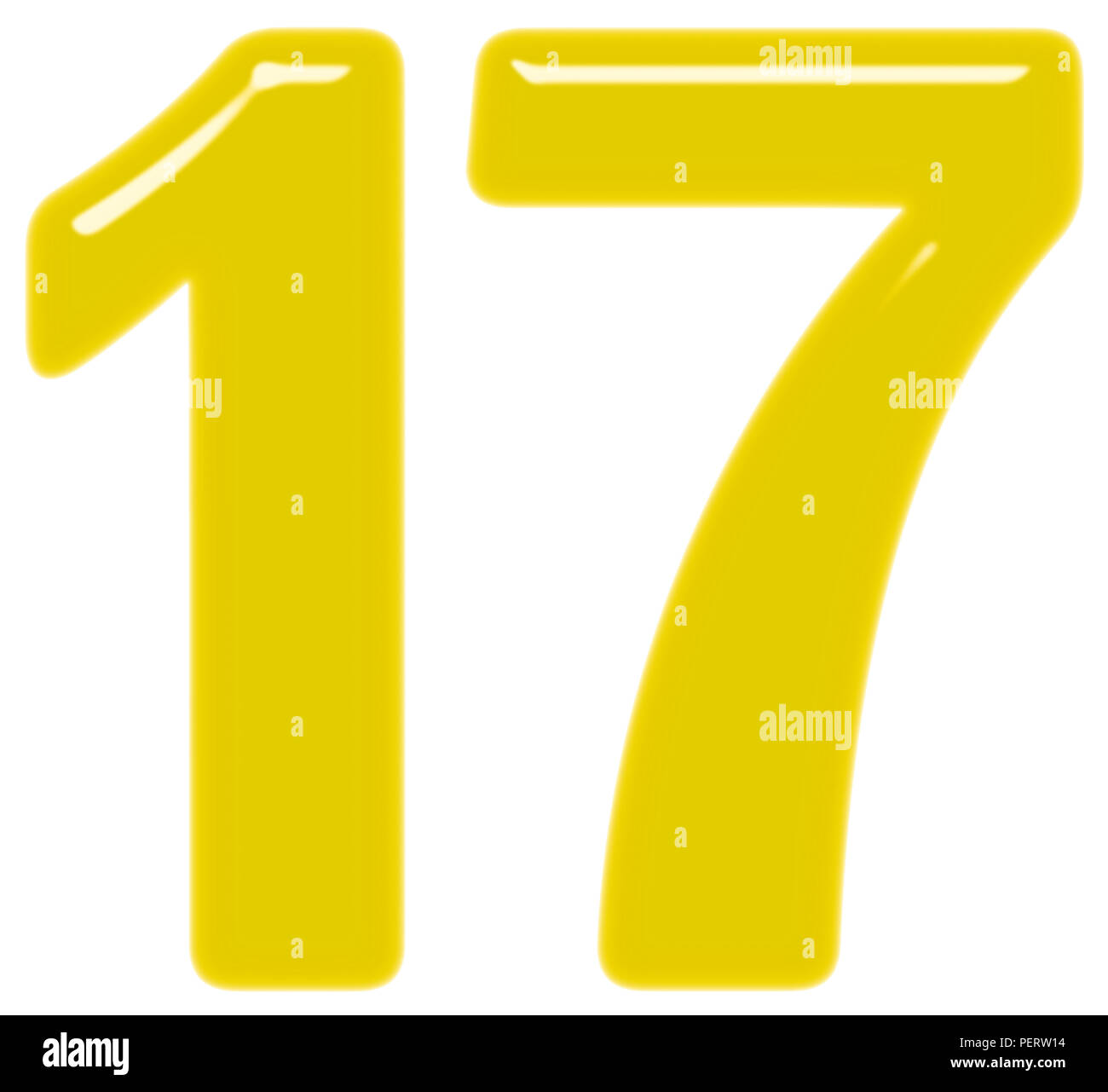 Numeral 17, seventeen, isolated on white background, 3d render Stock ...