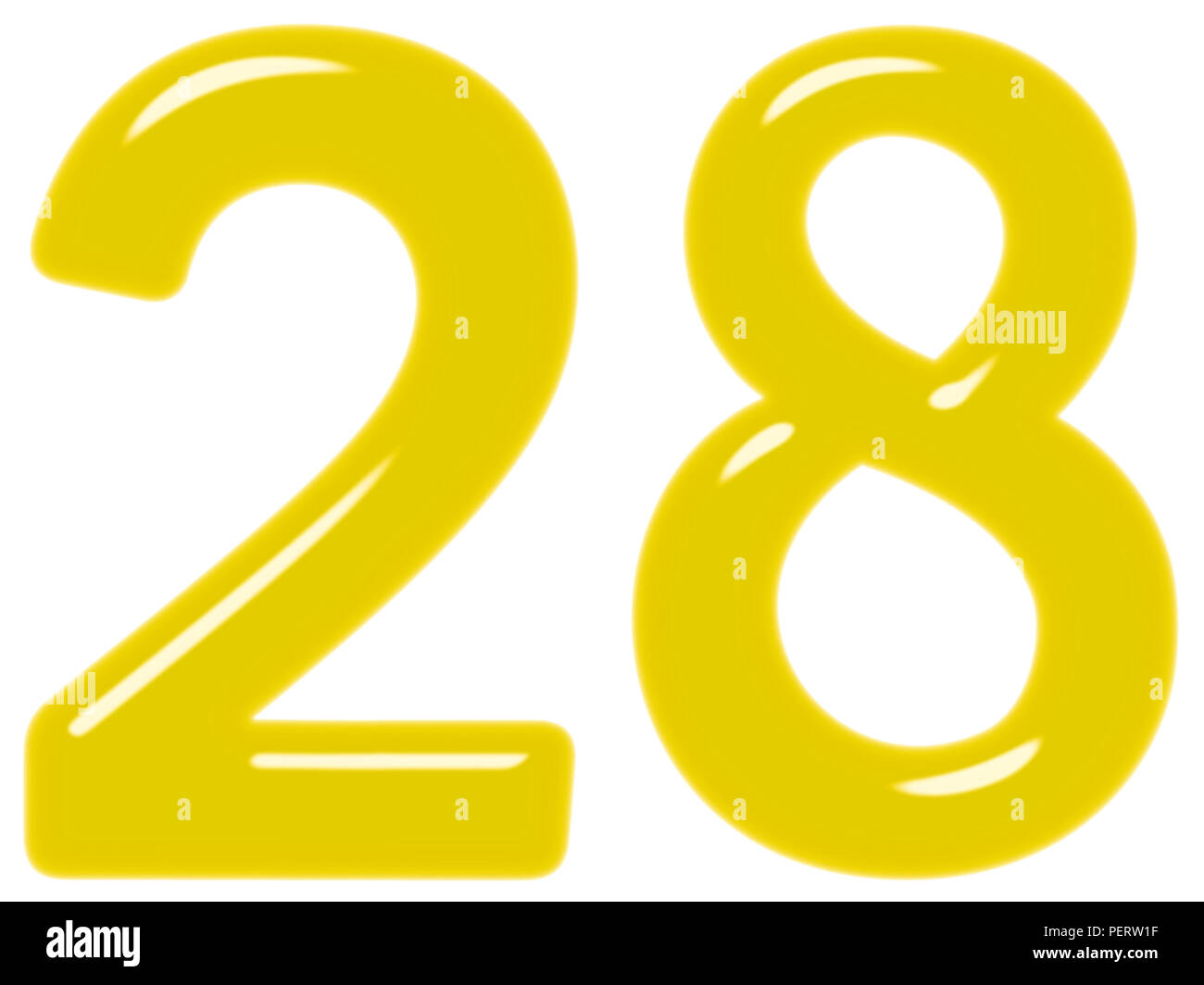 Numeral 28, twenty eighte, isolated on white background, 3d render ...