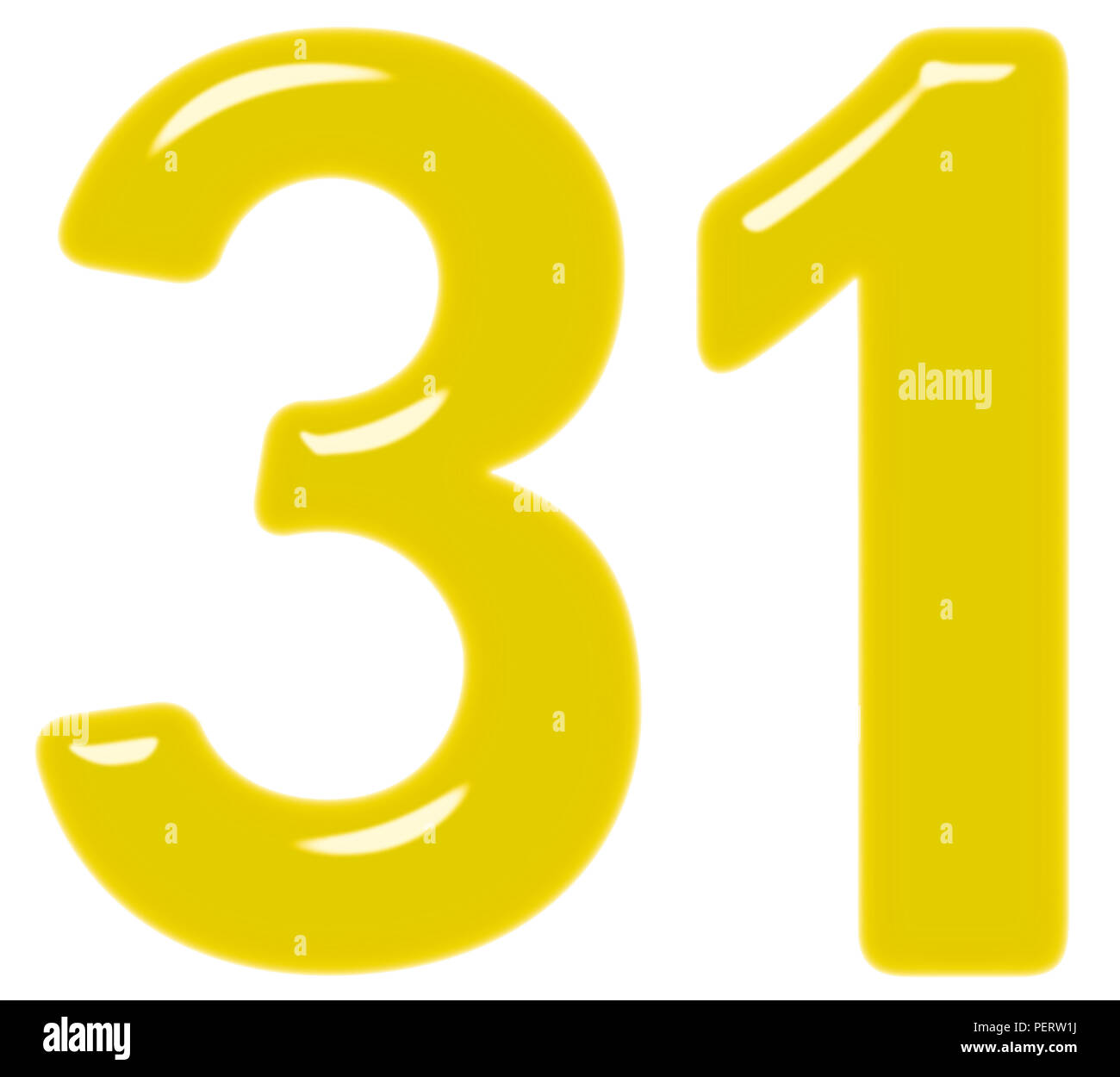 Numeral 31, thirty one, isolated on white background, 3d render Stock ...