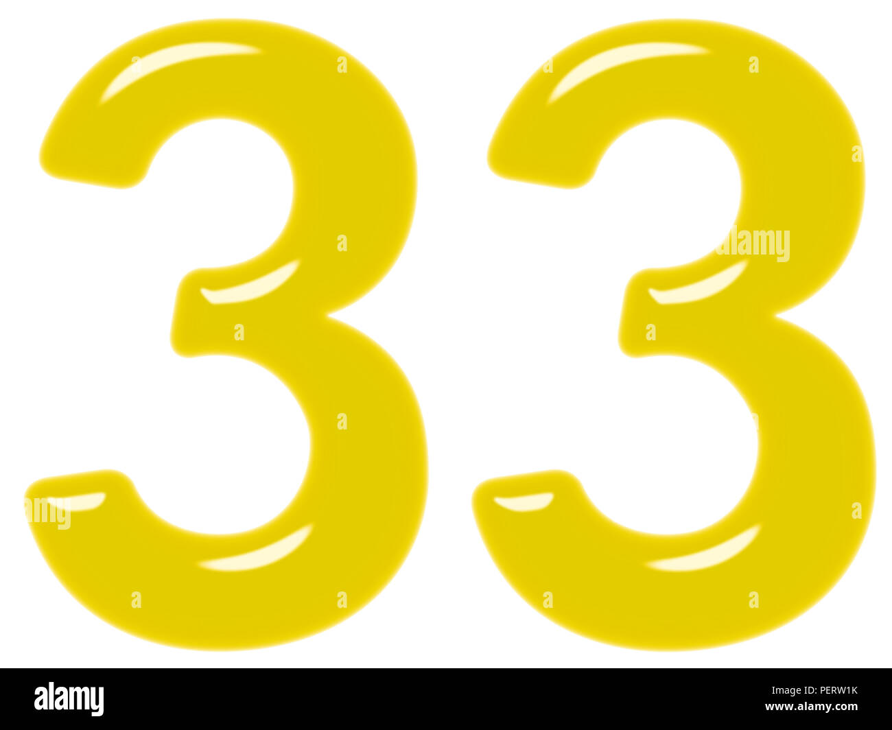 Numeral 33, thirty three, isolated on white background, 3d render Stock ...