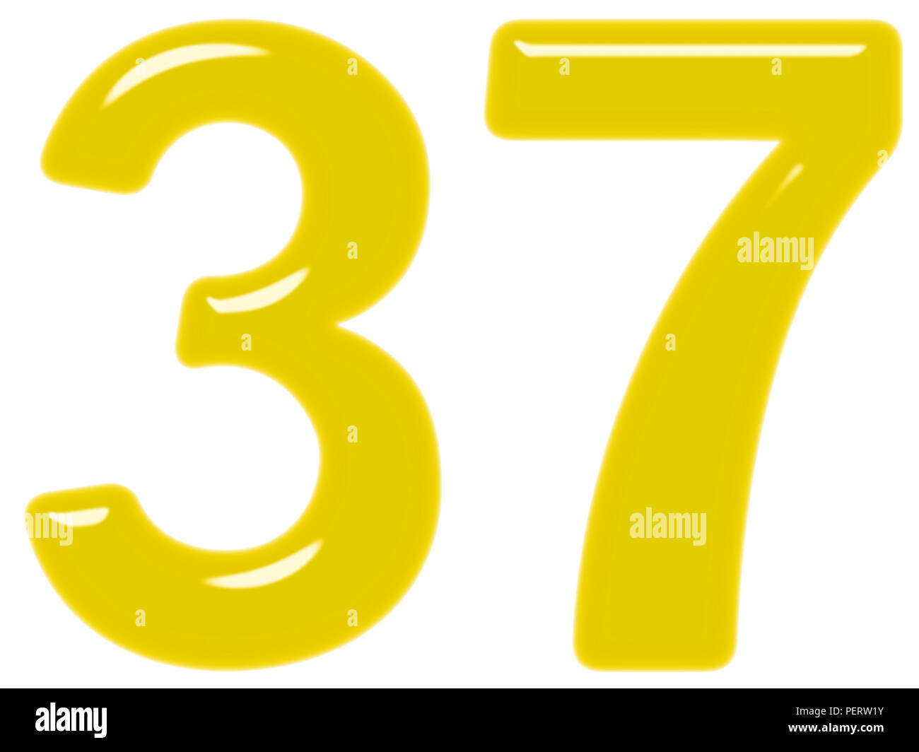 Numeral 37, thirty seven, isolated on white background, 3d render Stock ...