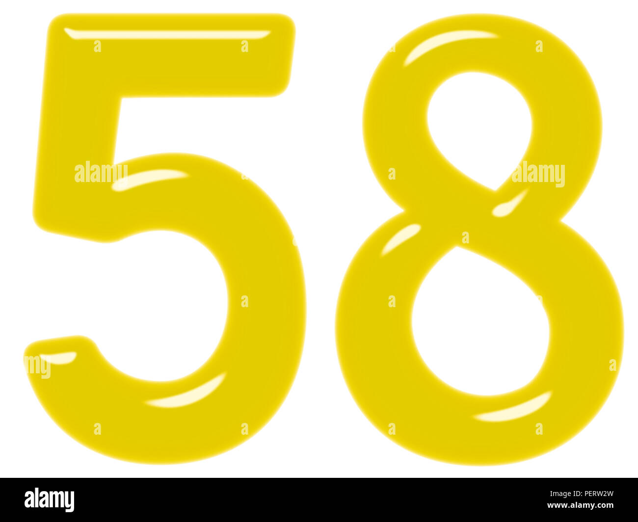 Numeral 58, fifty eight, isolated on white background, 3d render Stock ...