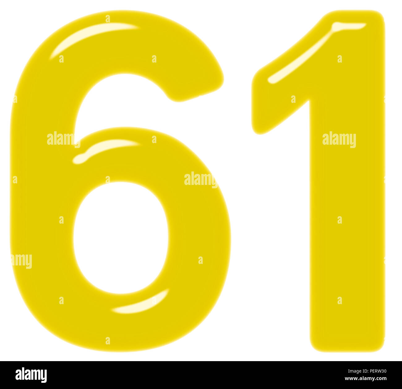 Numeral 61, sixty one, isolated on white background, 3d render Stock ...