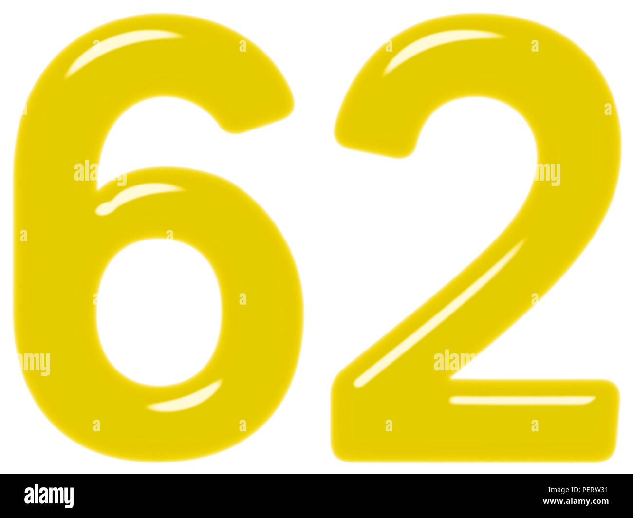 Numeral 62, sixty two, isolated on white background, 3d render Stock ...