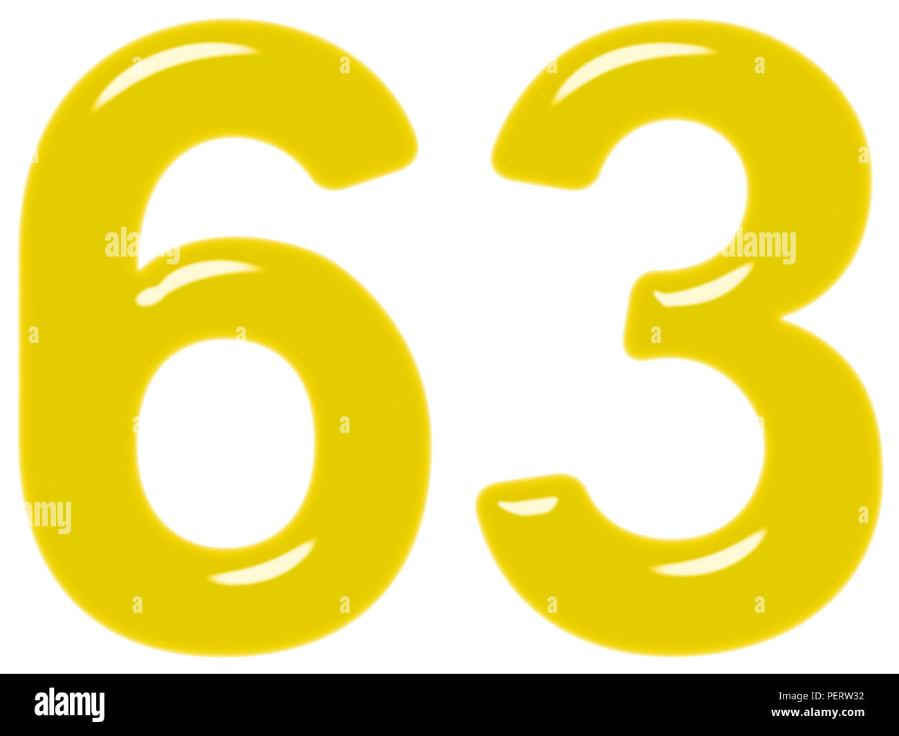 Numeral 63, sixty three, isolated on white background, 3d render Stock Photo - Alamy