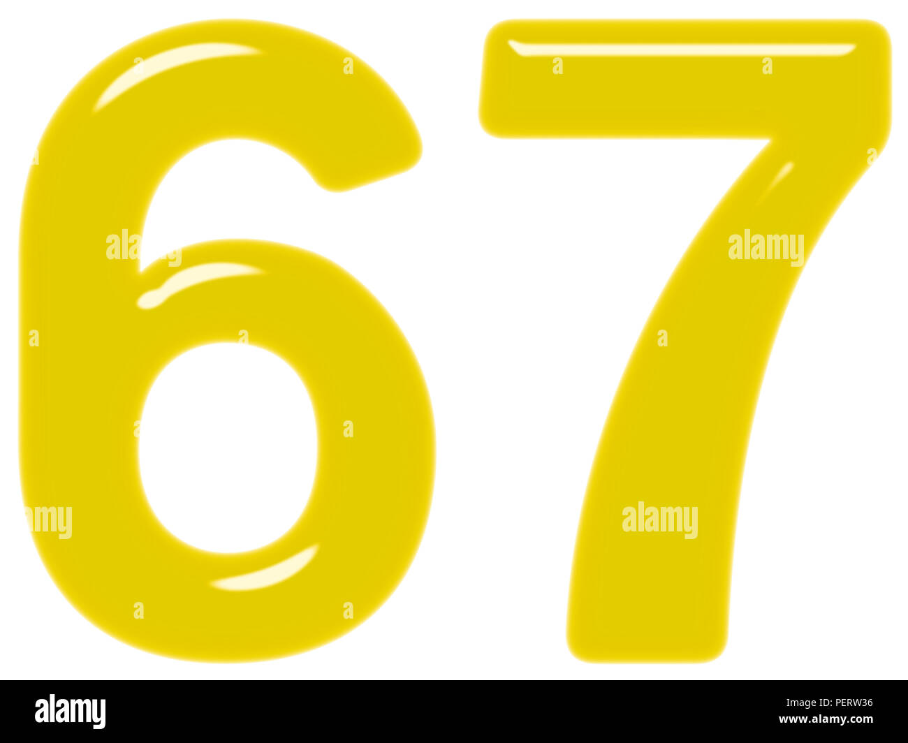 Numeral 67, sixty seven, isolated on white background, 3d render Stock Photo - Alamy