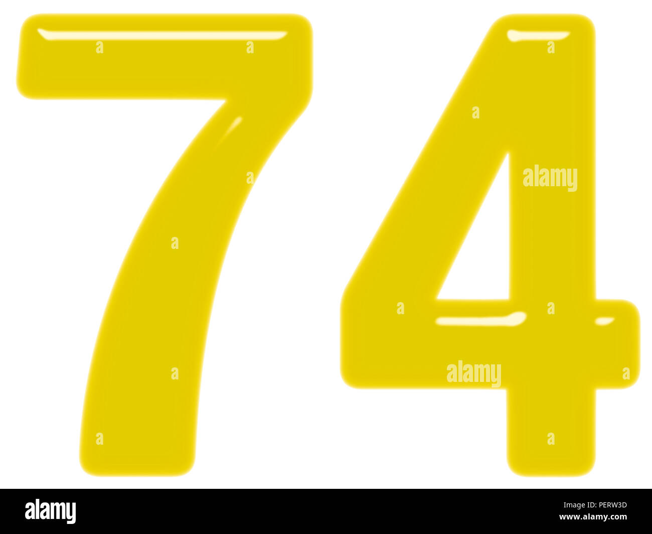 Numeral 74, seventy four, isolated on white background, 3d render Stock ...