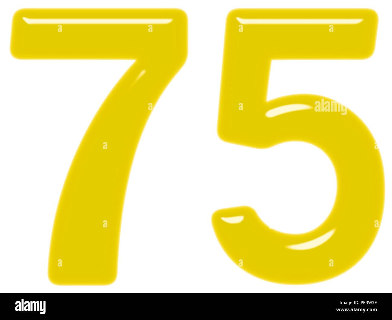Numeral 75, seventy five,, isolated on white background, 3d render ...