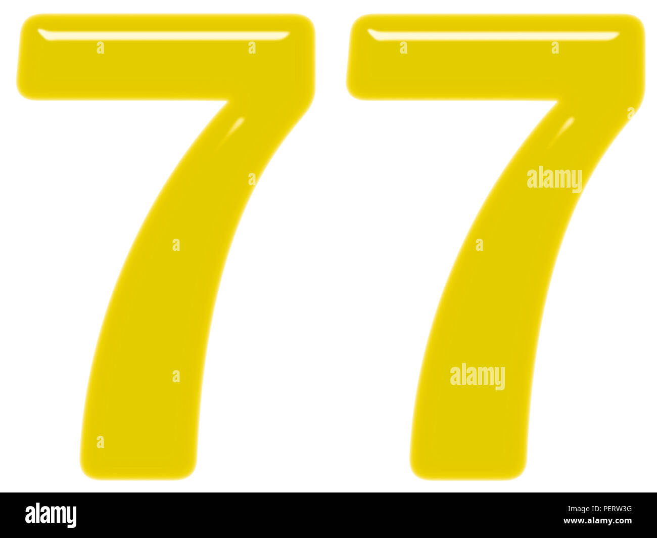 Numeral 77, seventy seven, isolated on white background, 3d render ...