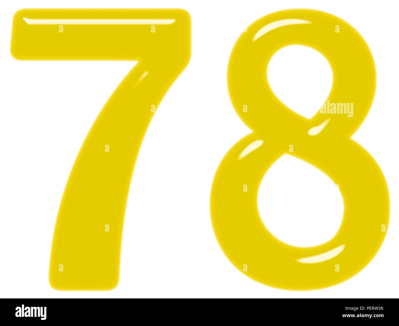 Numeral 78, seventy eight, isolated on white background, 3d render ...