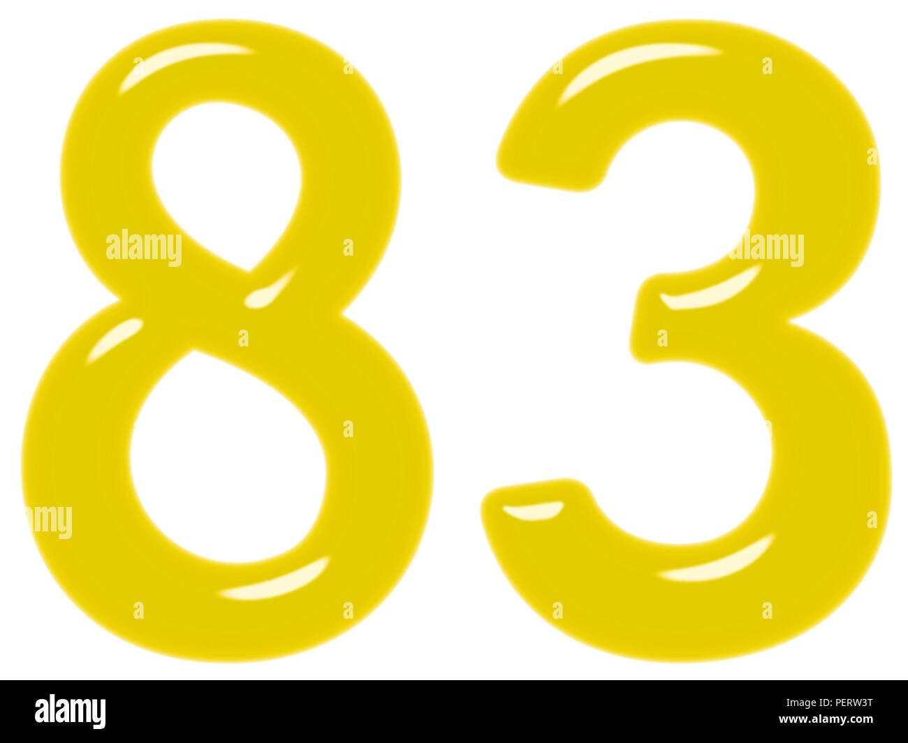 Numeral 83, eighty three, isolated on white background, 3d render Stock ...