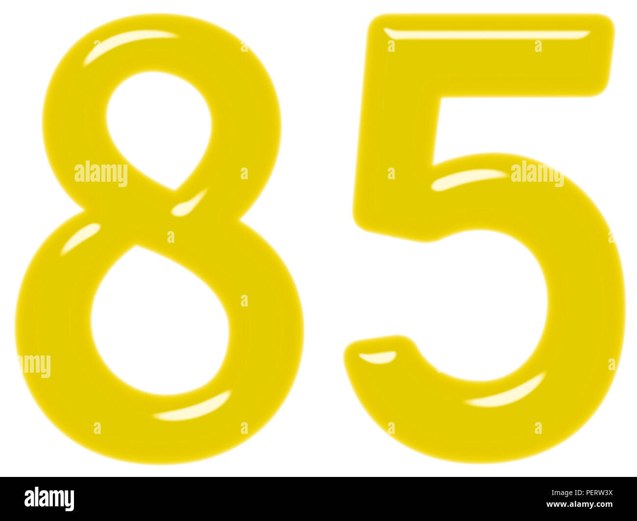 Numeral 85, eighty five, isolated on white background, 3d render Stock ...