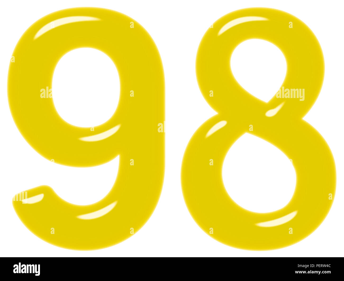 Numeral 98, ninety eight, isolated on white background, 3d render Stock ...