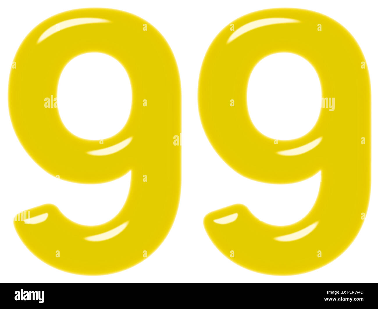 Numeral 99, ninety nine, isolated on white background, 3d render Stock ...