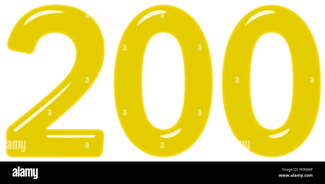 Numeral 200, two hundred, isolated on white background, 3d render Stock ...