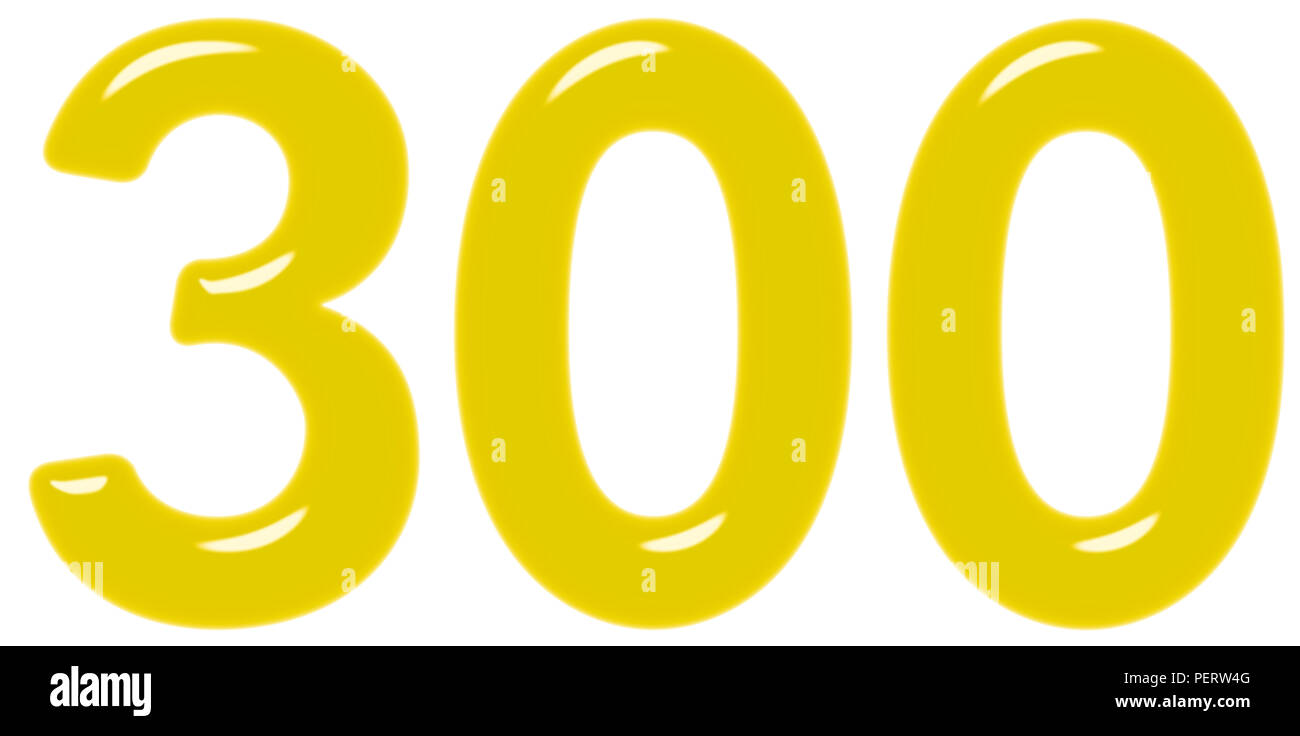 Numeral 300, three hundred, isolated on white background, 3d render ...