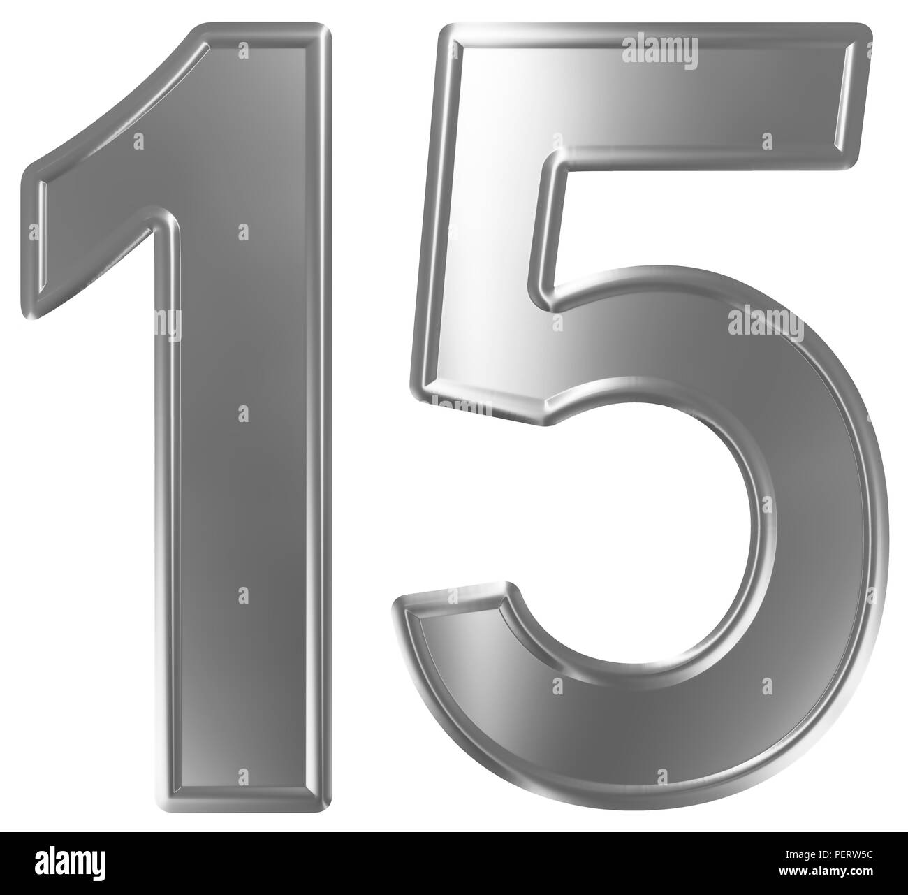 Numeral 15, fifteen, isolated on white background, 3d render Stock ...