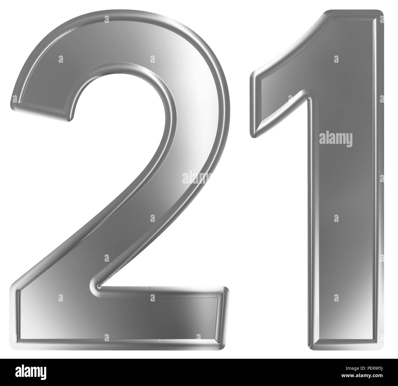 Numeral 21, twenty one, isolated on white background, 3d render Stock ...