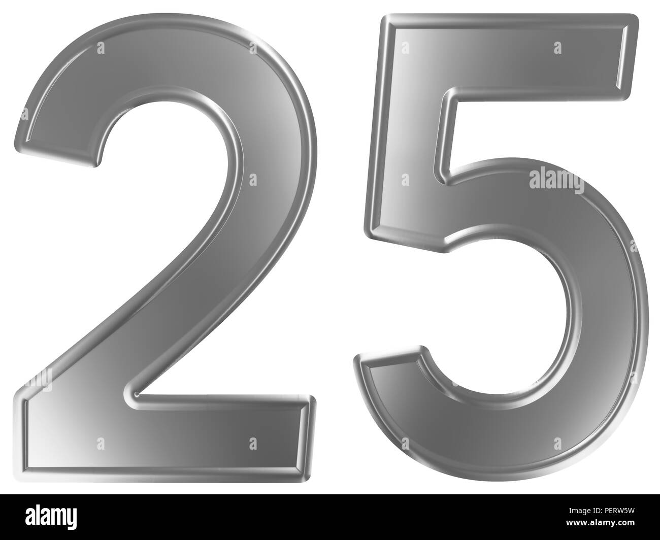 Numeral 25, twenty five, isolated on white background, 3d render Stock ...
