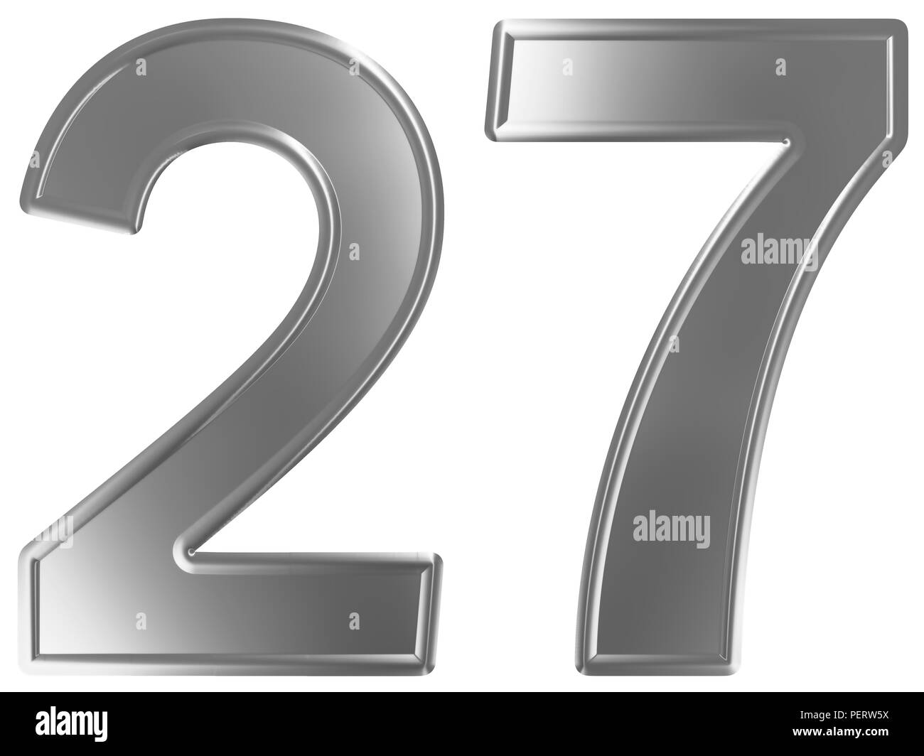 Numeral 27, twenty seven, isolated on white background, 3d render Stock ...