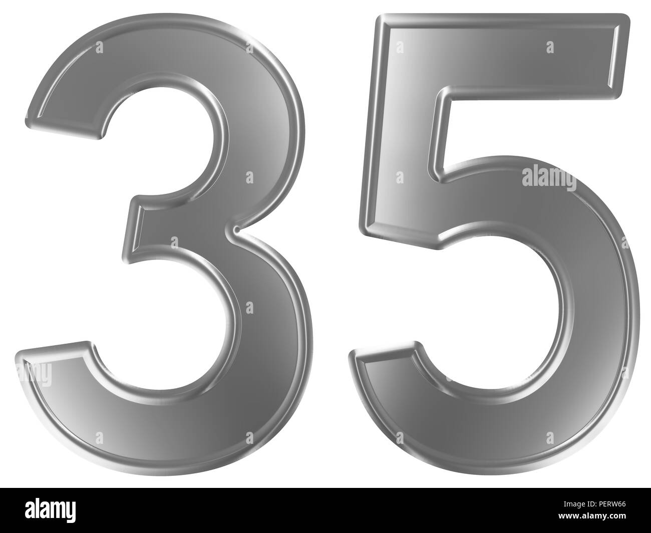 Numeral 35, thirty five, isolated on white background, 3d render Stock ...