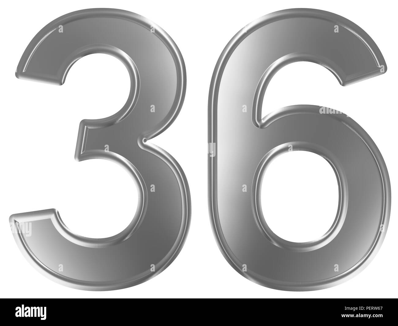 Numeral 36, thirty six, isolated on white background, 3d render Stock ...