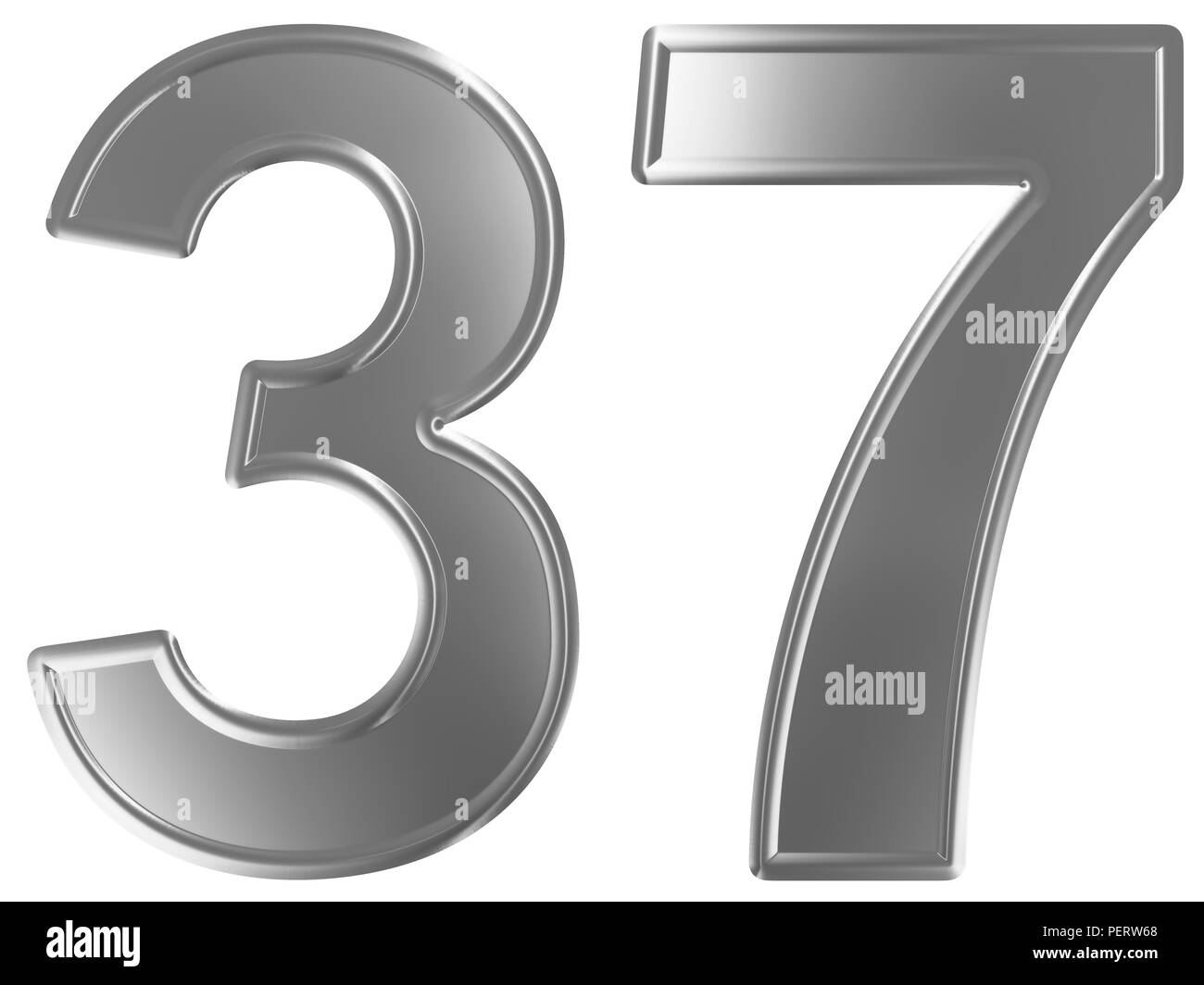 Numeral 37, thirty seven, isolated on white background, 3d render Stock ...