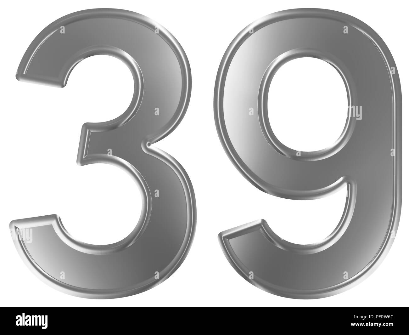 Numeral 39, thirty nine, isolated on white background, 3d render Stock ...