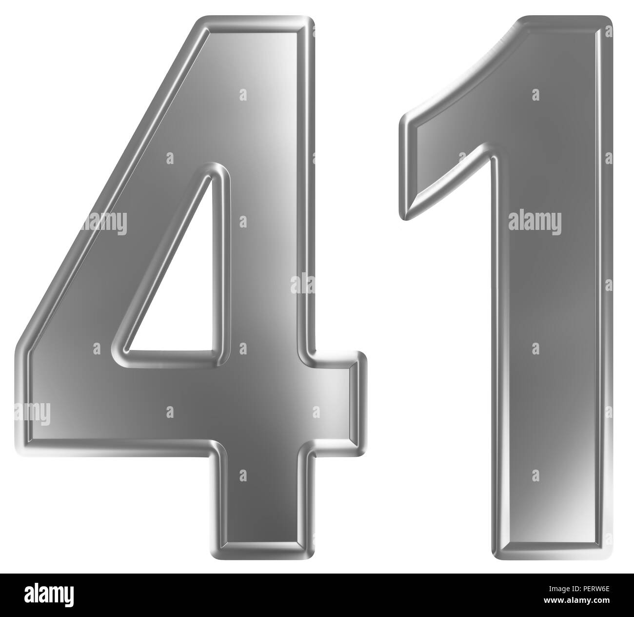 Numeral 41, forty one, isolated on white background, 3d render Stock ...