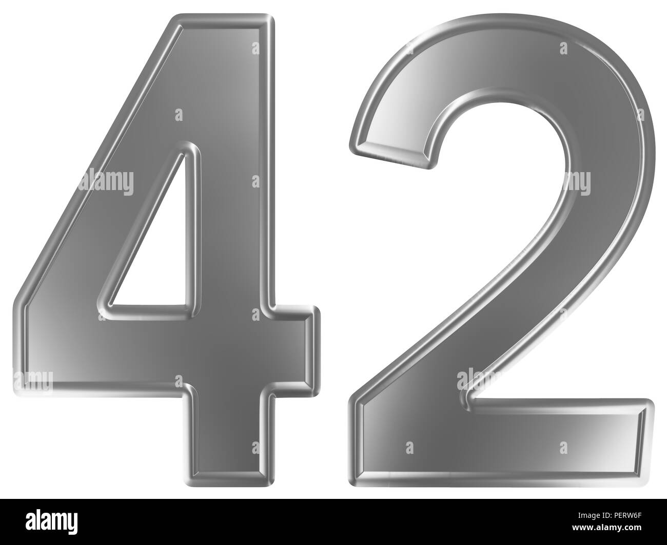Numeral 42, forty two, isolated on white background, 3d render Stock ...