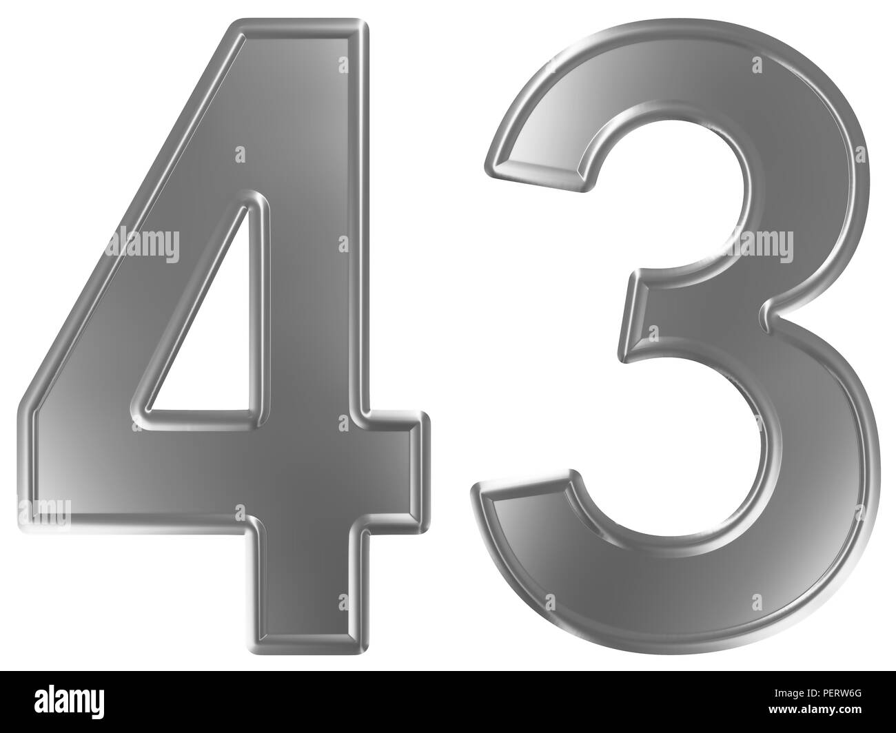 Numeral 43, forty three, isolated on white background, 3d render Stock ...
