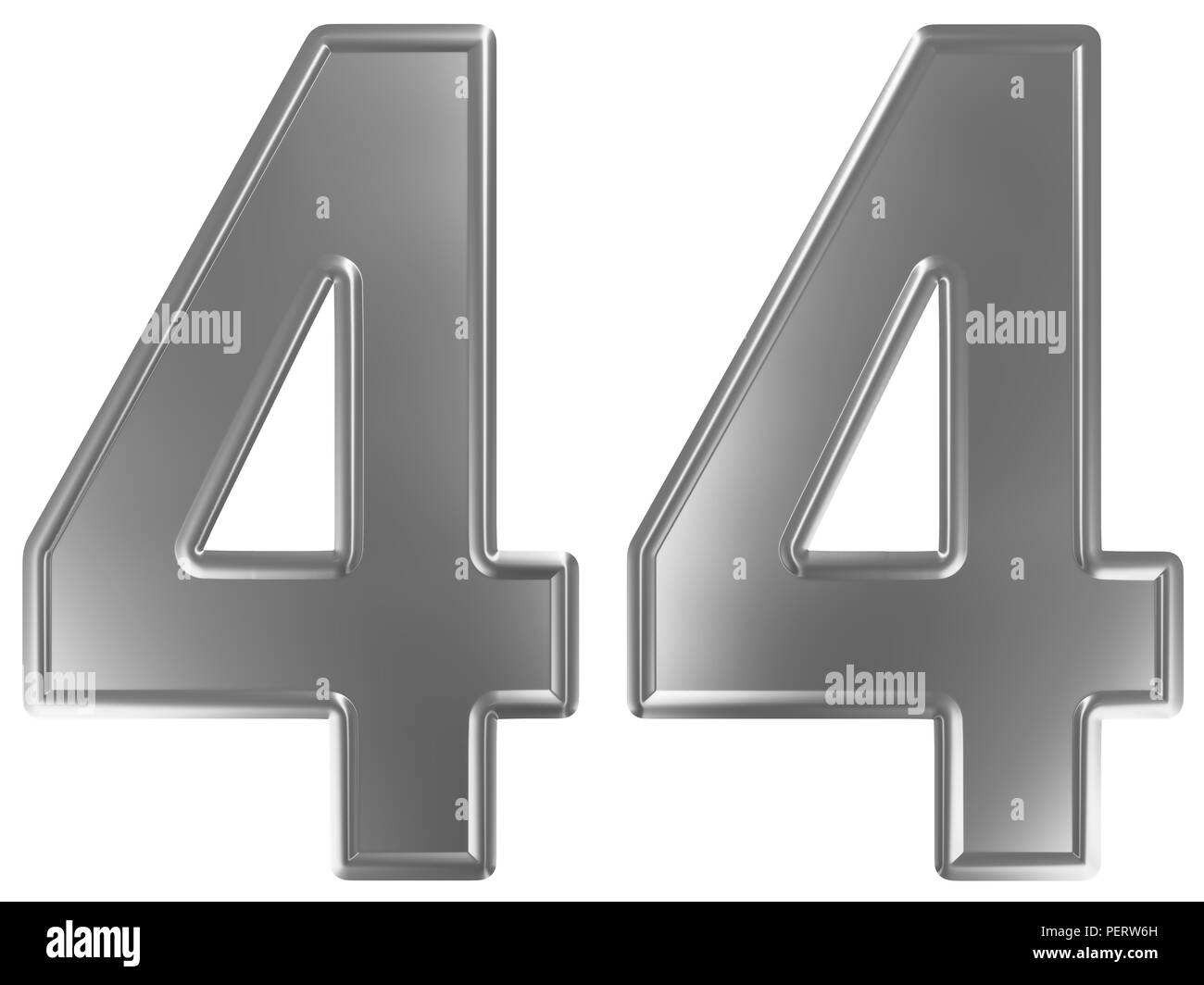 Numeral 44, forty four, isolated on white background, 3d render Stock ...