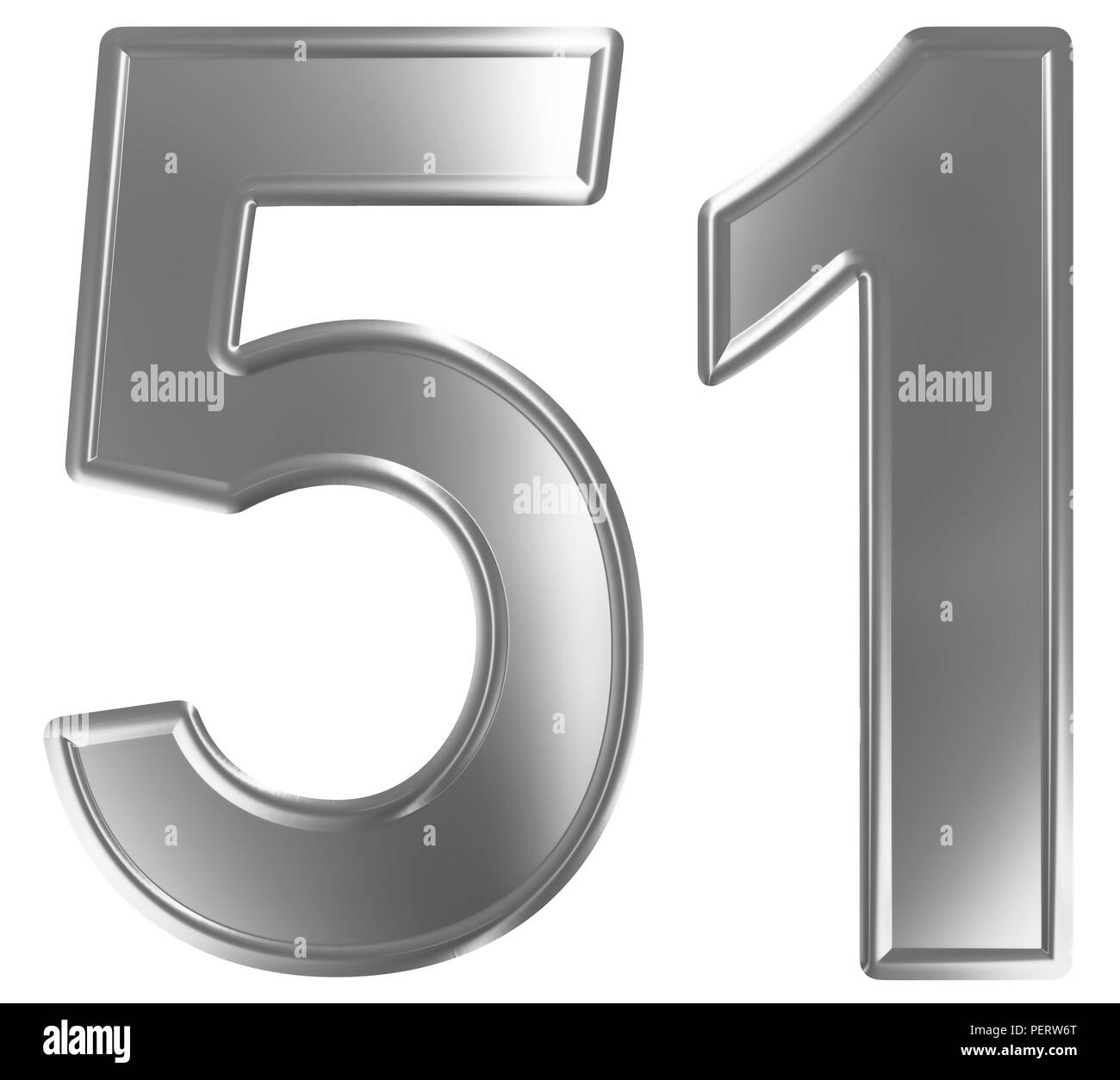 Numeral 51, fifty one, isolated on white background, 3d render Stock ...