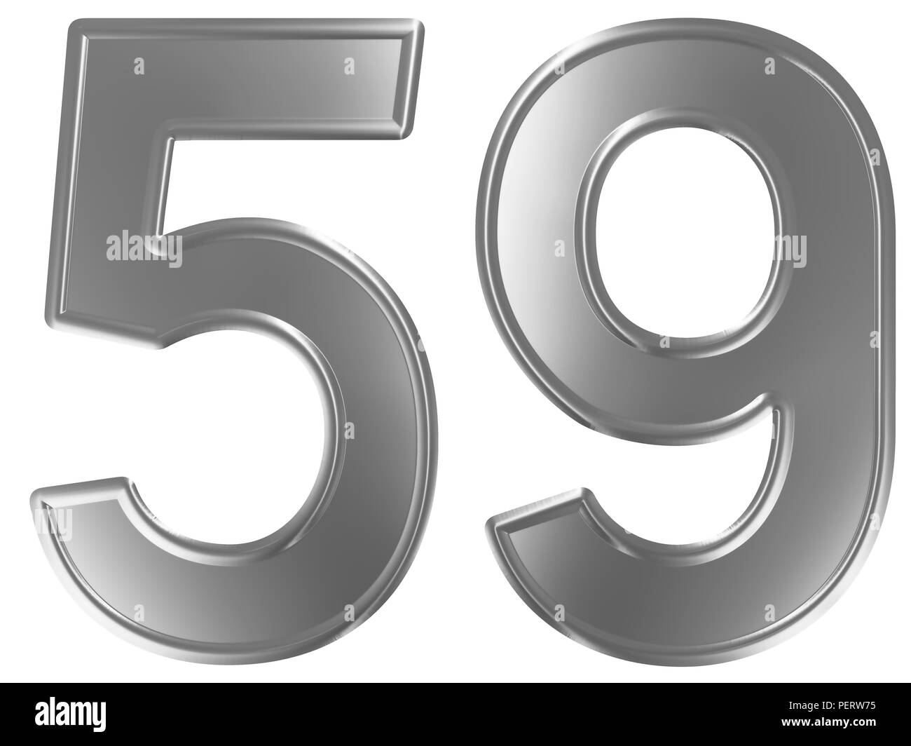 Numeral 59, fifty nine, isolated on white background, 3d render Stock ...