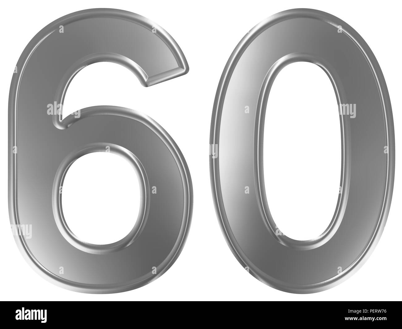 Numeral 60, sixty, sixty, isolated on white background, 3d render Stock ...
